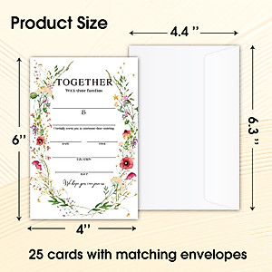 WwongxianB Set of 25 Wedding Wildflower Invitations with Envelopes, Fall Wreath Invites for Bridal Shower, Wedding Shower Reception, Evening Invitations, Fill in Style Invites Cards -010
