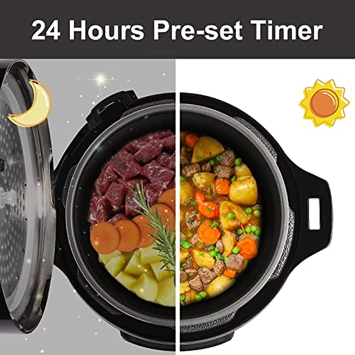 Electric Pressure Cooker: 6 Quart 9-in-1 Multi-Functional Built-in 11 Presets Programs Pressure Pot, 10+ Safety-Features Multi Cooker, Slow Cooker, Rice Cooker, Steamer, Sauté, Yogurt Maker, Warmer & Sterilizer w/ Measuring Cup & Stainless Steel Rack
