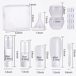 Travel Bottles TSA Approved Containers Leak Proof Travel Vacuum Portable Dispensing Bottles Airless Pump Bottle Set Travel Size Toiletries Tubes Kit for Liquids with Portable Zipper Bag