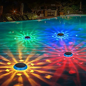 RRRPIO Bath Lights,Floating Pool Lights That Float with RGB Color Changing,IPX6 Waterproof Solar Floating Lights for Inground Pool,Swimming Pool Lights for Pool,Spa,Hot Tub Bath Accessories -2PCS