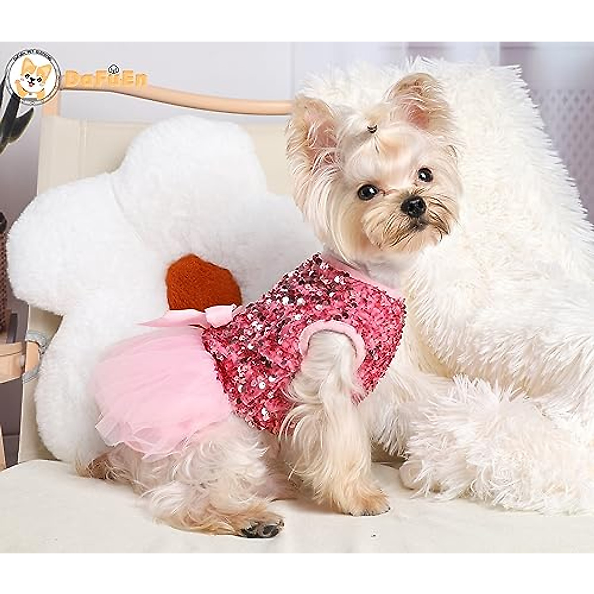 Dog Sweaters for Small Dogs Girl Winter Puppy Wedding Dress Cold Weather Pet Clothes Outfits Fleece Warm Doggie Apparel for Chihuahua Yorkie Teacup Clothing (Small, Pink)