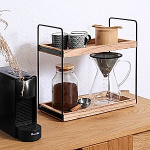 Hidden Haven - Upgraded - 2 Tier Wooden Countertop Organizer Lightly Lacquered to Resist Water and Stains - Multi-Use Organizer - Bathroom Organizer, Kitchen Organizer (Natural Wood)