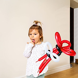 100 Pieces Long Twisting Balloons Latex Modelling Balloons for Art Animal Shape Party Weddings Birthdays Clowns Decorations Party Supplies(Black, Red, White)