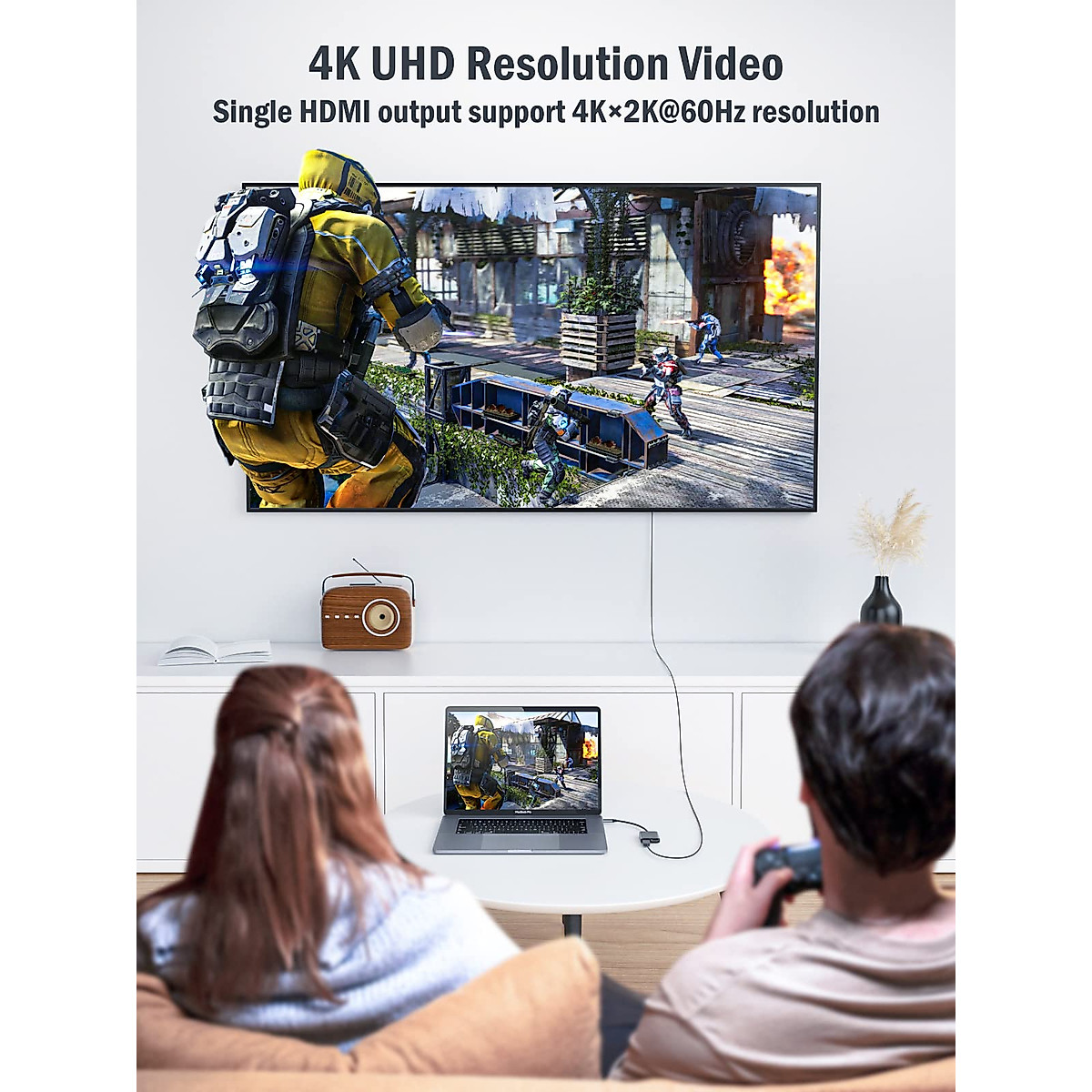 Mkighub USB C to Dual HDMI Adapter 4K 60Hz, Type C (Thunderbolt 3) to HDMI Converter Dual Monitor Adapter Compatible with MacBook Pro Air 2020/2019/2018, Yoga 920, Chromebook Pixel, XPS 13/15, etc