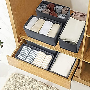 KIKILIE 6 Pack Drawer Organizers for Clothes, Foldable Underwear Drawer Organizer, Closet Clothing Dividers Drawer Dividers Multi-purpose for Shirts, Bra, Socks and Panties (DD5250)