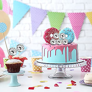 24 Pcs Disco Ball Cupcake Toppers, Disco Ball Cupcake Picks, Disco Ball Cake Toppers Disco Theme Cake Decorations for Disco Theme Party 70s Disco Party Decorations(2.7CM)