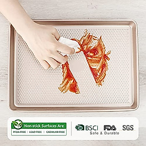 HONGBAKE Baking Sheet Pan Set, Cookie Sheets for Oven, Nonstick Half/Quarter/Jelly Roll Pans with Diamond Texture Pattern, Heavy Duty Cookie Tray