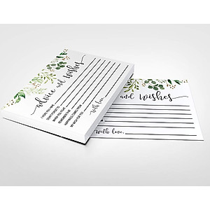 Printed Party Advice and Wishes for the Mr and Mrs – Wedding Advice Cards for Bridal Shower, Games and Favors for Guests, Eucalyptus Greenery Decor, 50 Cards