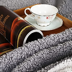 LAGHCAT Sherpa Thick Blanket, Double Side Sherpa Fleece Blanket, Cozy Warm Sherpa Throw Blanket in The Whole Winter. Fuzzy Fluffy Soft Twin Size Grey Blanket Suitable for Couch Bed(60"x80")