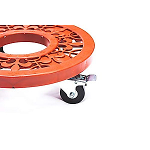 Little Easy, Patio Caddy Plant and Pot Mover; Easy Rolling; Decorative,Heavy Duty, 360° Swivel Locking Wheels; Durable Plastic; Indoor, Outdoor Home and Garden Tool; 12 Inch Plant Dolly (Terra Cotta)