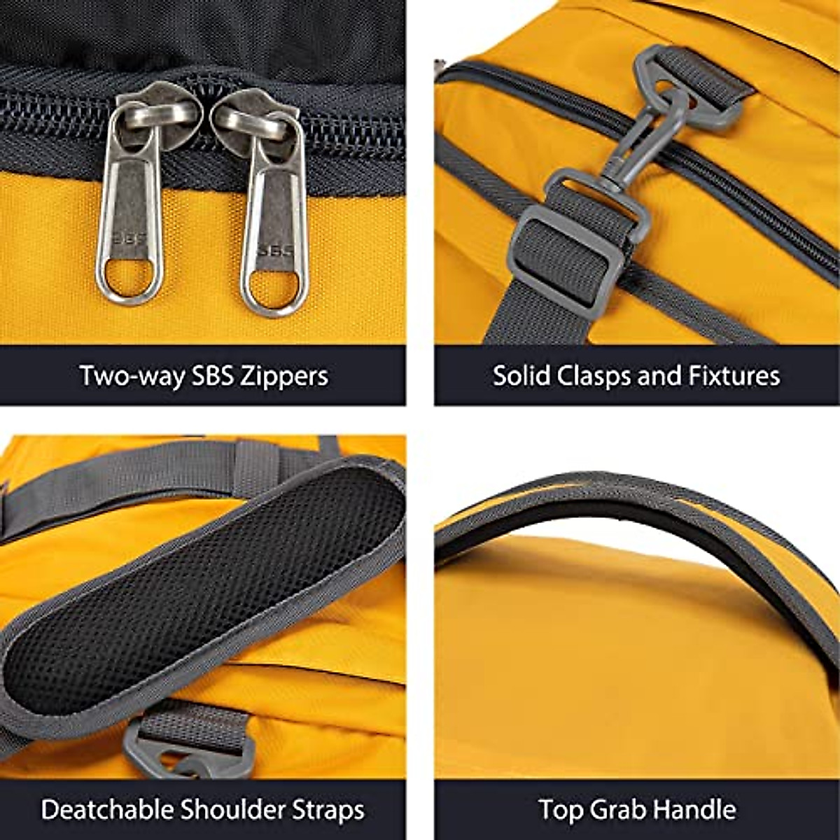 Ubon Travel Duffel Bag Carry on Bags for Airplane 55L for luggage Travel (Yellow,55L)