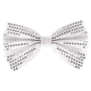 Man of Men Sequin Bow Ties for Men - Pre-tied Adjustable Length Bowtie, Many Colors to Choose From (Silver)