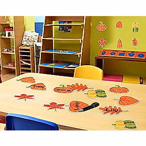 Hohomark 36 PCS Thanksgiving Cutouts Classroom Decorations,Fall Pumpkin Maple Leaves Cut-Outs Decorations for Bulletin Board Classroom School Autumn Theme Party