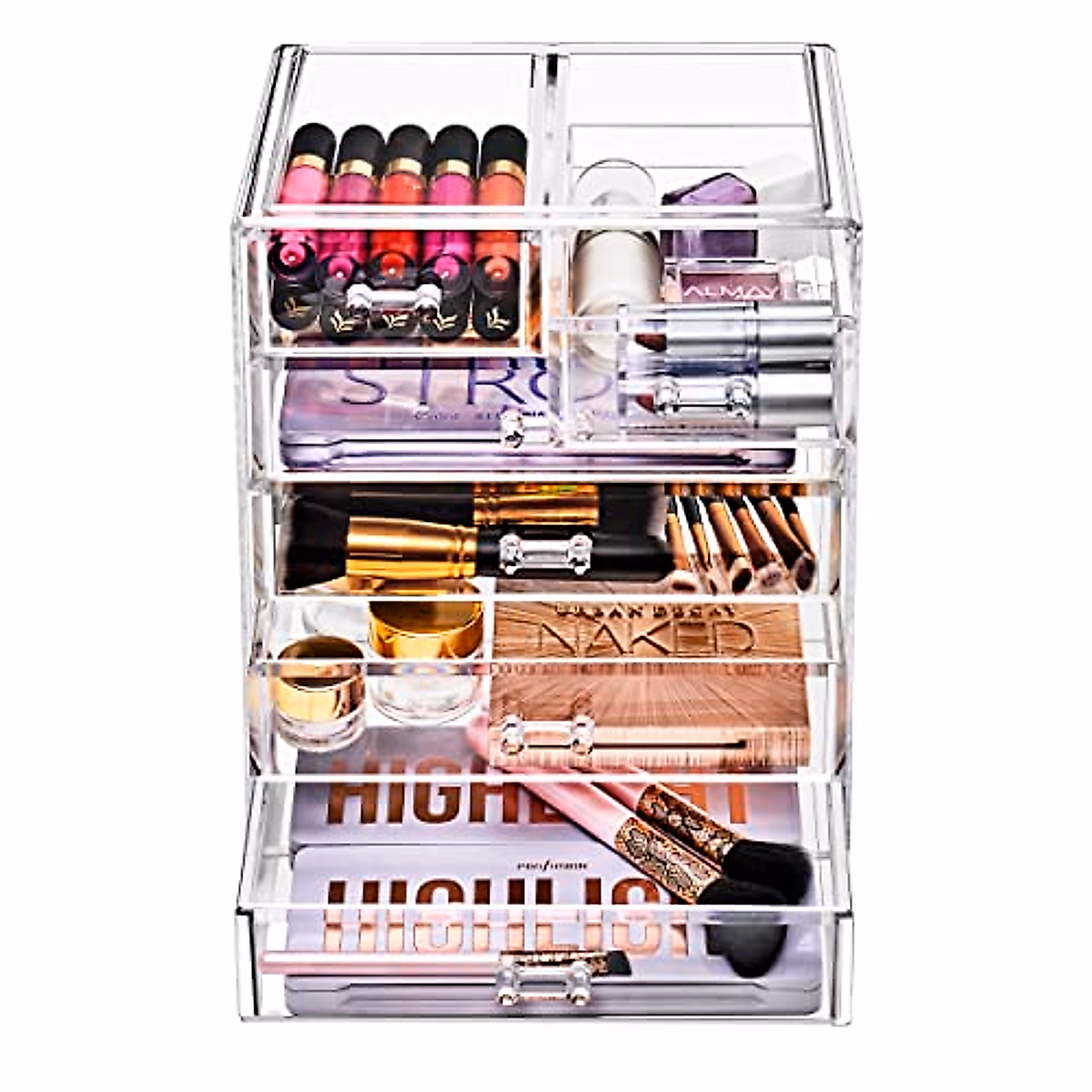 Sorbus Acrylic Clear Makeup Organizer - Big & Spacious Cosmetic Display Case - Stylish Designed Jewelry & Make Up Organizers and Storage for Vanity, Bathroom (4 Large, 2 Small Drawers)
