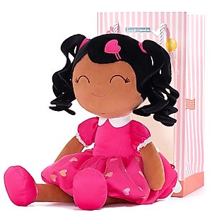 Gloveleya Baby Doll Gifts Plush Curly Girl Toys with Love 16" Rose