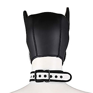 Pluden Neoprene Dog Full Face Puppy Mask with Collar, Novelty Removable Cosplay Pup Hood Mask