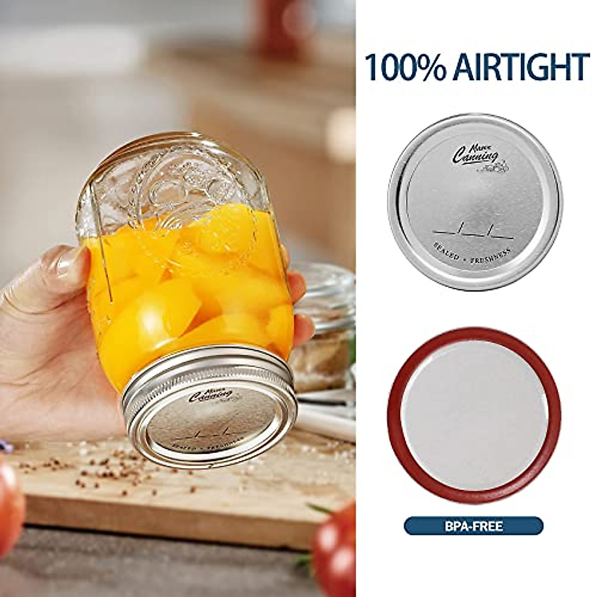 [ 168 Count, REGULAR ] Mouth Canning Lids for Mason Jars - Split-Type Metal Lid for BALL KERR Jar - Airtight Sealed - Food Grade Material