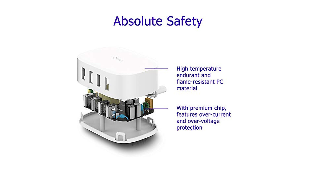 USB Charger Station, BULL USB Charging Station with 4 Port, Desktop USB ...