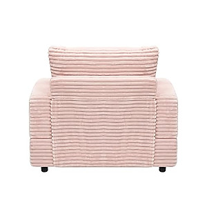 Oversized Single Sofa Cloud Couch Deep Seat Lounge Chaise with Movable Ottoman and Cupholder, Corduroy Upholstered Sleeper Armchair Daybed with Thicked Cushions and Throw Pillows for Living Room