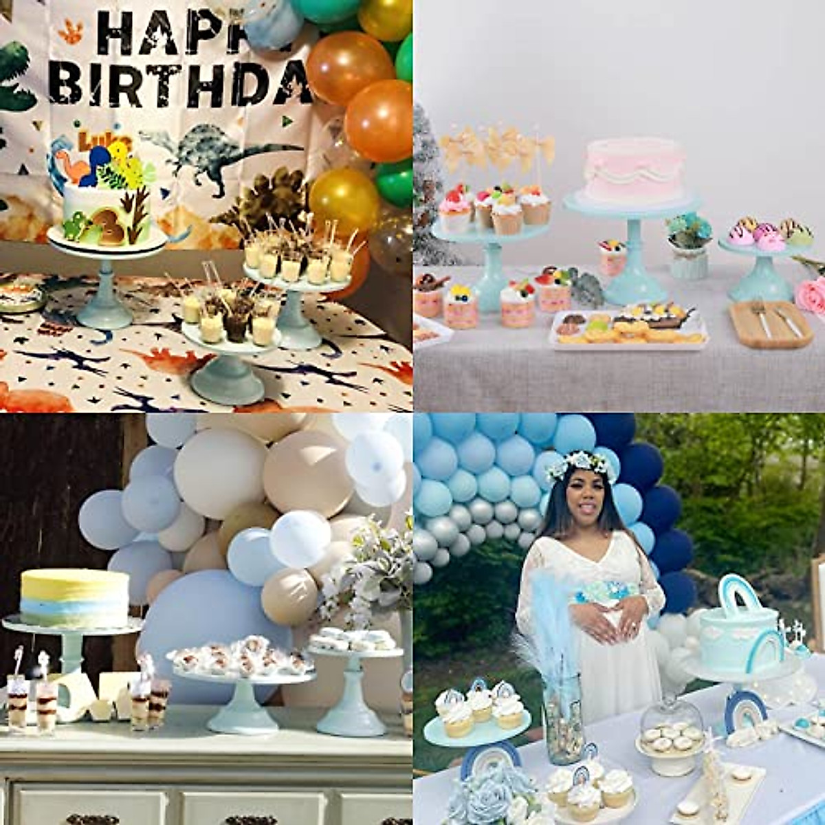 3 Piece Metal Cake Stand, Cake Pop Stand Set of Disc Diameter 8" 10" 12", Tall Cake Stands for Dessert Table, Perfect Display for Wedding, Graduation Party, Birthday, Baby Shower, Decorations (Blue)