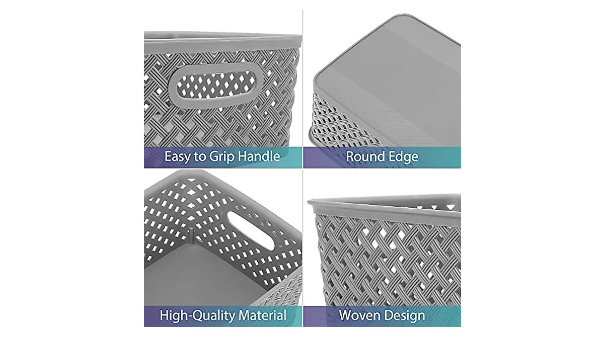 MaxGear 3-Pack Plastic Storage Bins for Home Organization