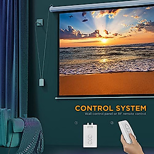 Motorized Projector Screen 100 Inch - Electric Projector Screen Motorized Indoor and Outdoor Movies Screen Pull Down, 16:9 4K 3D HD Compatible, Wall/Ceiling Mount, Ultra-Quiet, W/Remote Control
