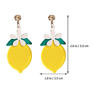 Lemon Earrings Cute Flower Dangle Earrings Crystal Drop Earring Funny Ear Accessories for Women Jewelry Wedding Birthday Gifts, 5x2.5cm