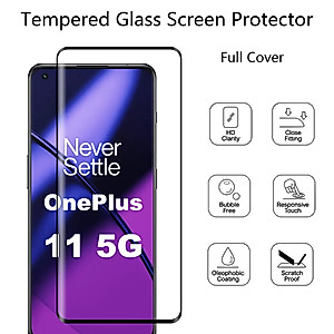 zZjoOoj For Oneplus 11 Screen Protector 6.7 inch with Camera Lens Protector, 9H Hardness HD Scratch Resistance [Fingerprint Sensor Compatible] [3D Tempered Glass]【2+2 pcs】