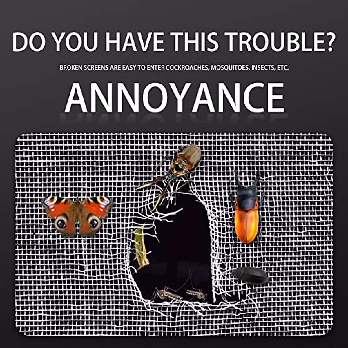 SANKEMU Window Screen Repair Kit 16.5FT 3-Layer Strong Adhesive & Waterproof Tape Fiberglass Covering mesh, Repair for Window Screen and Screen Door tears Holes