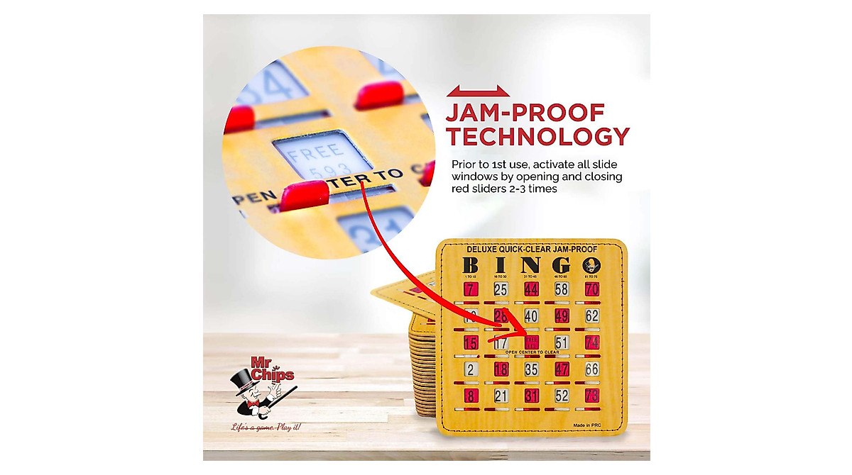 Jam-Proof Deluxe Bingo Cards - Quick-Clear 10 Pack