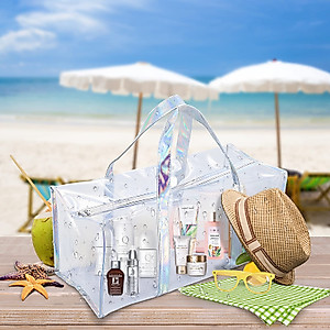 Clear PVC Travel Makeup Toiletry Storage Bag Large Capacity Plastic Tote Bag Cosmetic Clothes Organizer Bag for Men and Women