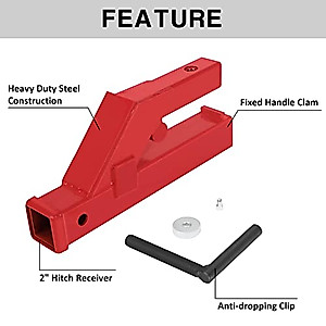 Gooeap Clamp On Trailer Hitch Tractor Ball Bucket Trailer Receiver Hitch 2" Hitch Mount Adapter Compatible with Deere Bobcat Tractor Bucket Red