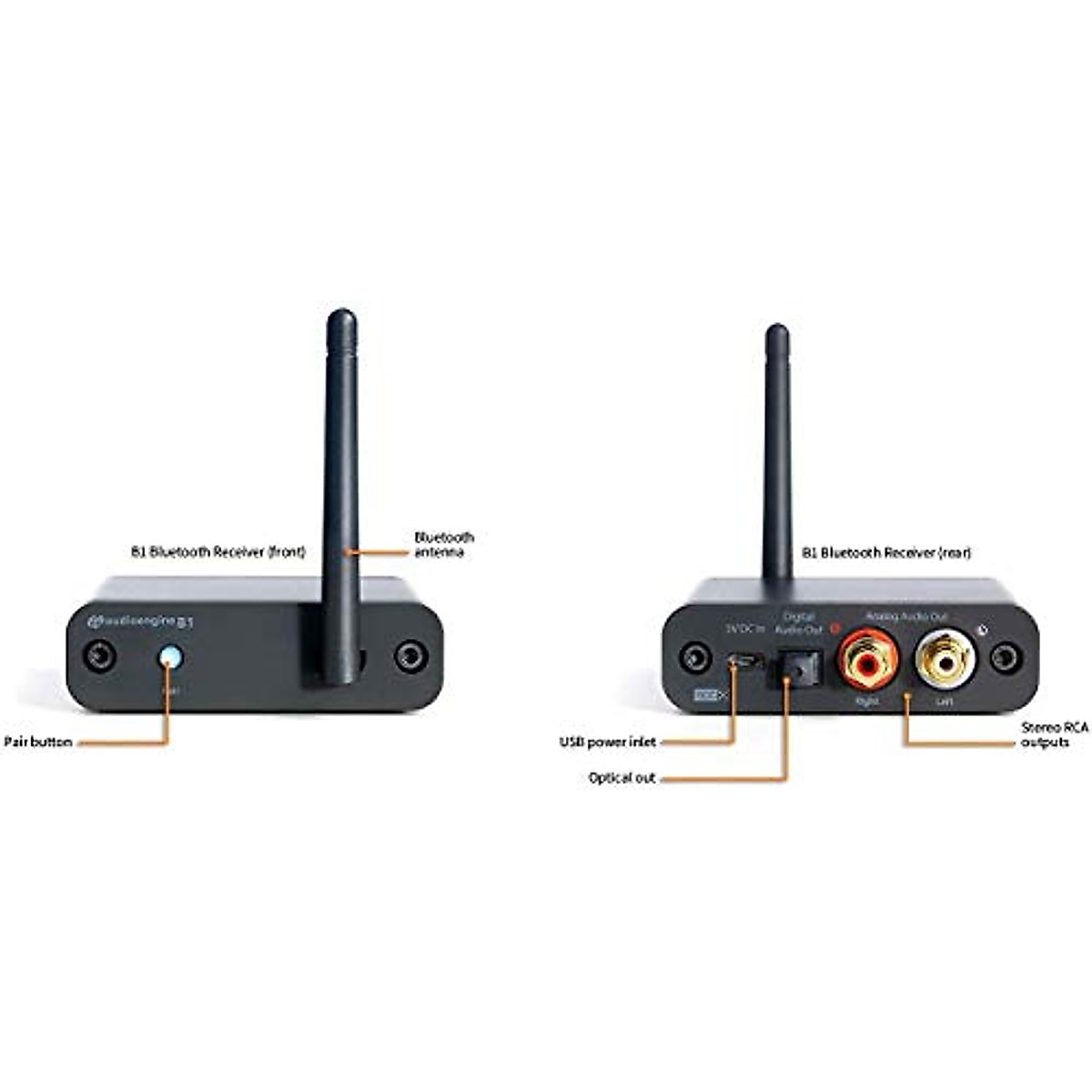 Audioengine B1 Bluetooth Receiver with 5.0 aptX HD - Extended Range and High Fidelity 24 bit DAC Wireless & Streaming Audio Systems