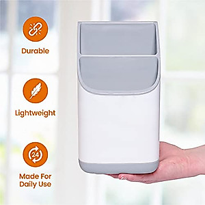 Cheer Collection Kitchen Utensil Organizer and Drainer, Cutlery Holder and Strainer with 3 Divided Compartments, Sink Flatware Caddy Countertop Organizer, Dishwasher Safe, White