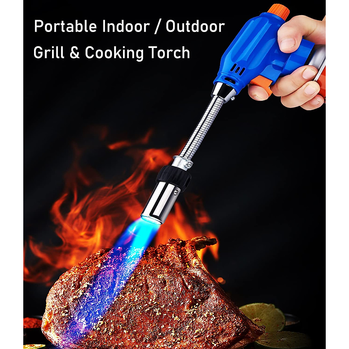 Upgraded Butane Grill & Cooking Blow Torch, Kitchen Torches Head Cooking Adjustable Kitchen Culinary Grilling Tool For Sous Vide, Creme Brulee, Baking, Outdoor BBQ (Tank Not Included)