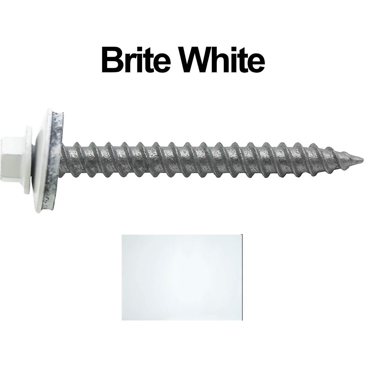 Metal ROOFING SCREWS: (250)12 x 2" BRITE WHITE Hex ReGrip Sheet Metal Roof Screw. Sharp Point metal to wood siding screws. 5/8" EPDM washer.