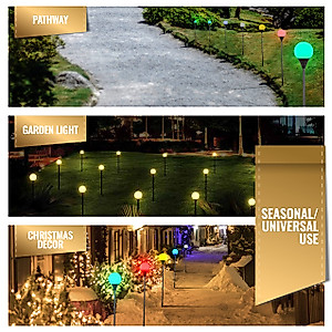Aurio Outdoor Garden Pathway Yard Spikes, Color Changing Lights with Bluetooth Speaker, Smart Pixel Bulbs, 15-Pack