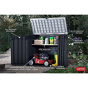 Keter Store-It-Out Prime 4.3 x 2.3 Foot Resin Outdoor Storage Shed with Easy Lift Hinges, Perfect for Trash Cans, Yard Tools, and Pool Toys, Black