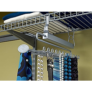 ClosetMaid 78060 Sliding Tie & Belt Rack for Wire Shelving, Satin Chrome, 7x4.5x15.5 inch