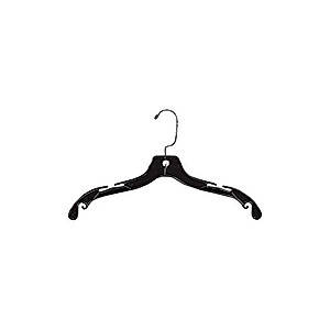 Dress Hangers - Black Plastic - 17 inch - Case of 20