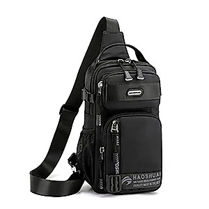 FASNAHOK Crossbody Sling Backpack for Men Women Multipurpose Cross Body Chest Bag Travel Hiking Casual Daypack (Black)