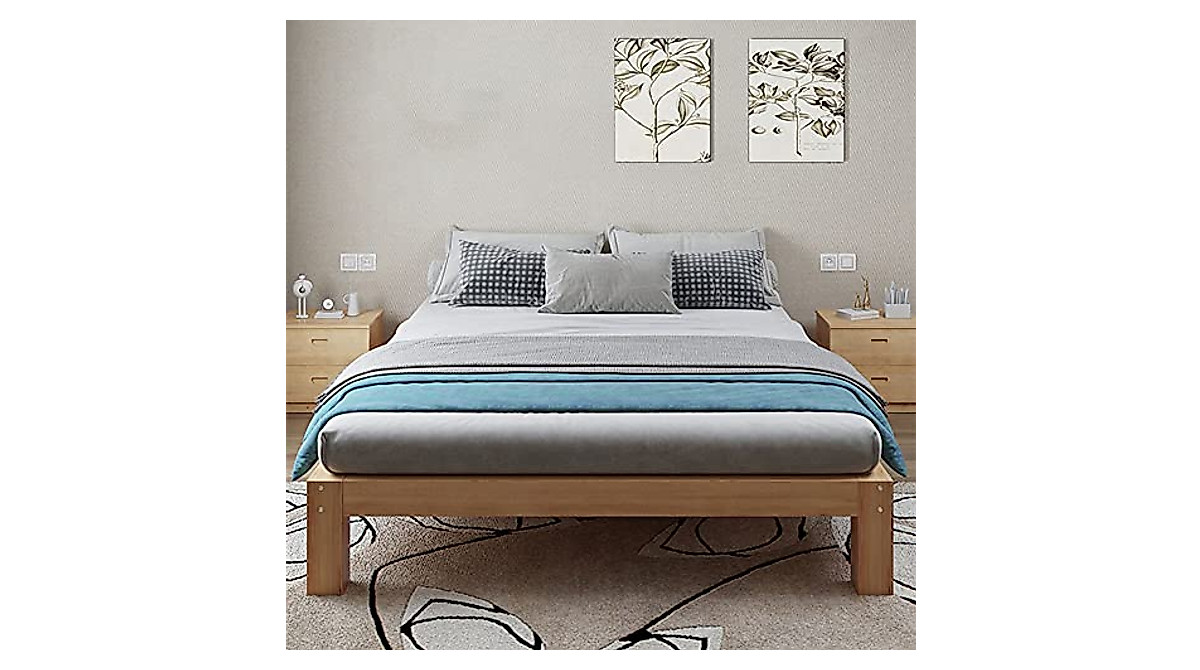 LITFAD Twin XL Solid Wood Bed Frame | No Box Spring Needed