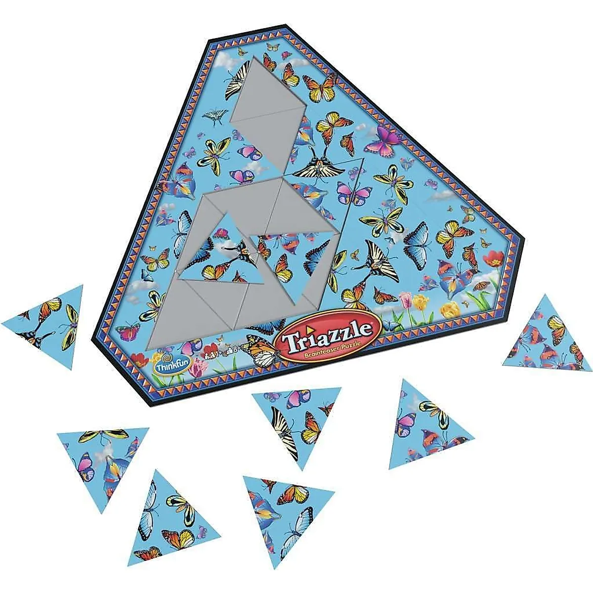 Think Fun Triazzle Picture-Matching Brainteaser - Engaging Brain Puzzle for Kids & Adults | Award-Winning Game | Enhances Memory & Problem-Solving Skills | Butterflies Edition