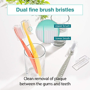 WANGTA Toothbrush 4pcs, Twice as Wide as Regular Brush Head, Wide Toothbrush, Long Brush Head, More Comfortable and Easier Brushing (White Brush)