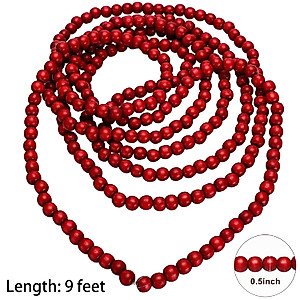 Christmas Wood Bead Garland, Christmas Tiered Tray Decor Farmhouse Wall Hanging Wooden Beads with Tassels, Christmas Hanging Prayer Bead Decor for Christmas Decorations