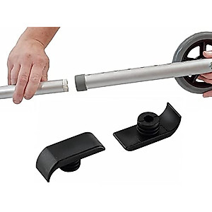 Walker Wheels and Ski Glides 1 Pair, Rubber Universal Walker Caster Wheel with 8 Height Adjustable, Replacement Rollator Accessories, 4 PCS