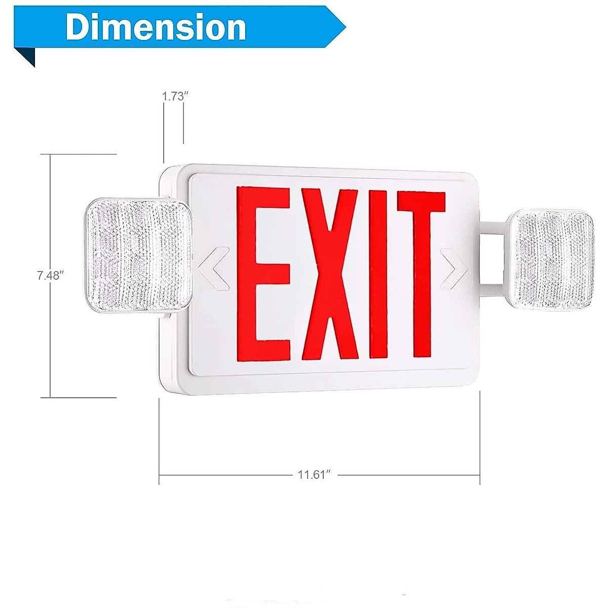 EXITLUX 1 Pack Red Led Emergency Exit Lights with Battery Backup-UL Certified 2 LED Adjustable Head -120/277VAC-Emergency Exit Sign/Exit Emergency Light Combo/Exit Signs for Business/Room.