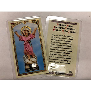 St. Francis Imports Holy Prayer Cards for a Plea to The Divine Child Jesus During Difficult Times (Suplica para Tiempos Dificiles Divino Nino Jesus) in Spanish Set of 2, Multi, HC9-023E