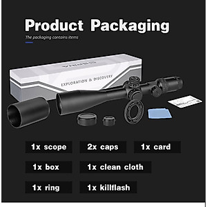 SPINA OPTICS 6-24x50 FFP First Focal Plane Riflescopes with Mil-dot Reticle and Parallax Adjustment, Sunshade Included, Waterproof, Fogproof Black Rifle Scope, 30mm Tube (with 11mm mounts)