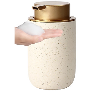 rejomiik Foaming Soap Dispenser Thick Ceramic Foam Hand Soap Dispenser for Bathroom or Kitchen Sink, Liquid Pump Bottles for Hand soap, Body Wash, Beige